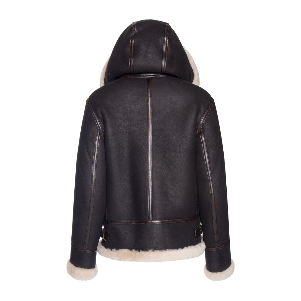 AMELIA Aviator Hooded Shearling Jacket – Wolfie Premium Outerwear